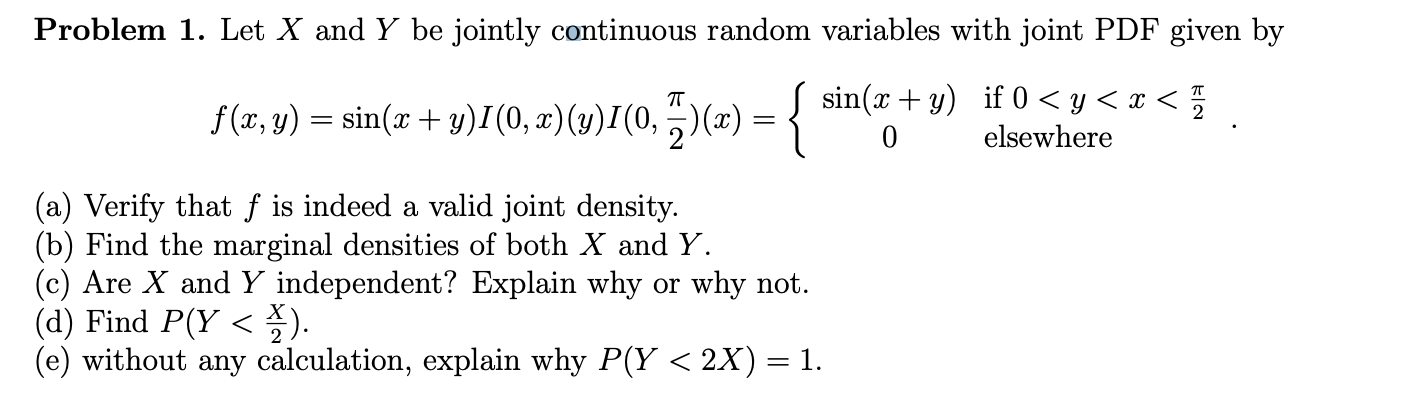 Solved Problem 1. Let X and Y be jointly continuous random | Chegg.com