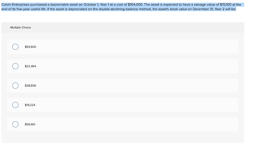 Solved Colvin Enterprises purchased a depreciable asset on | Chegg.com