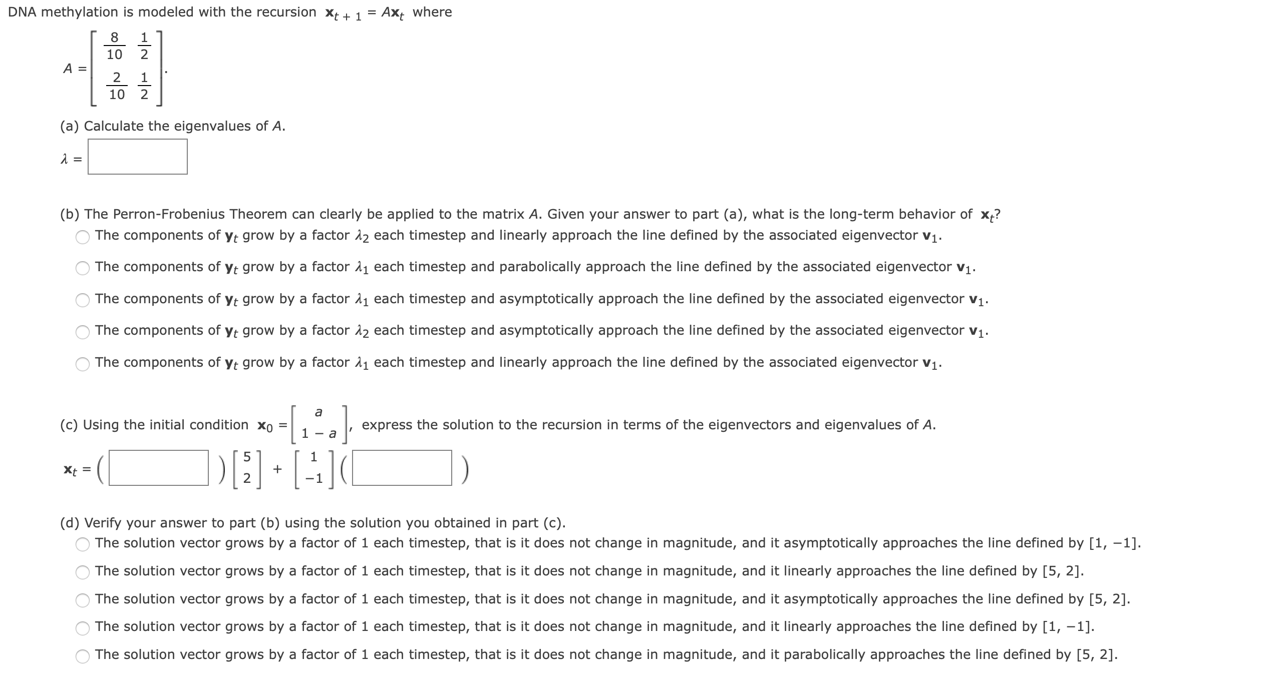 Solved DNA methylation is modeled with the recursion | Chegg.com