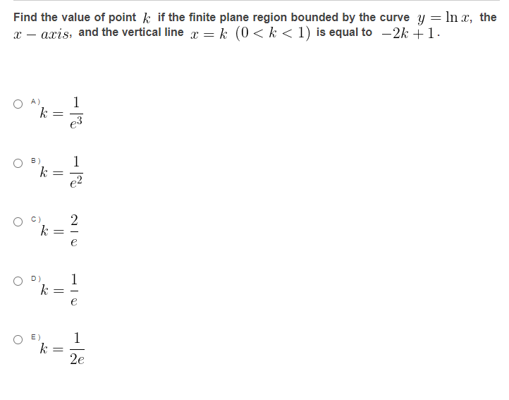 Solved Find the value of point k if the finite plane region | Chegg.com