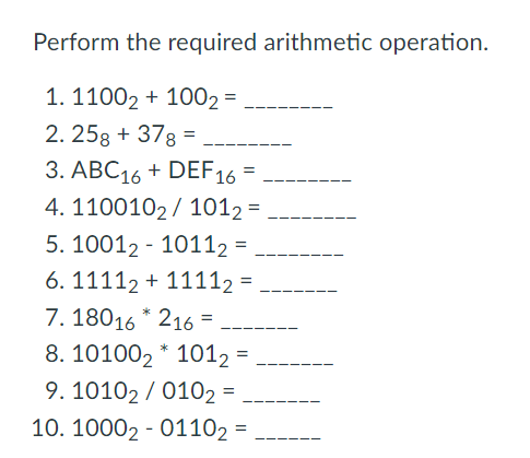 Solved Perform the required arithmetic operation. = 1. 11002 | Chegg.com