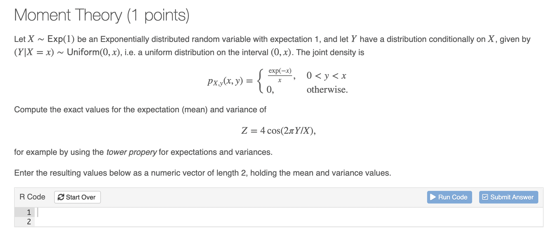 Solved Moment Theory (1 points) Let X Exp(1) be an | Chegg.com