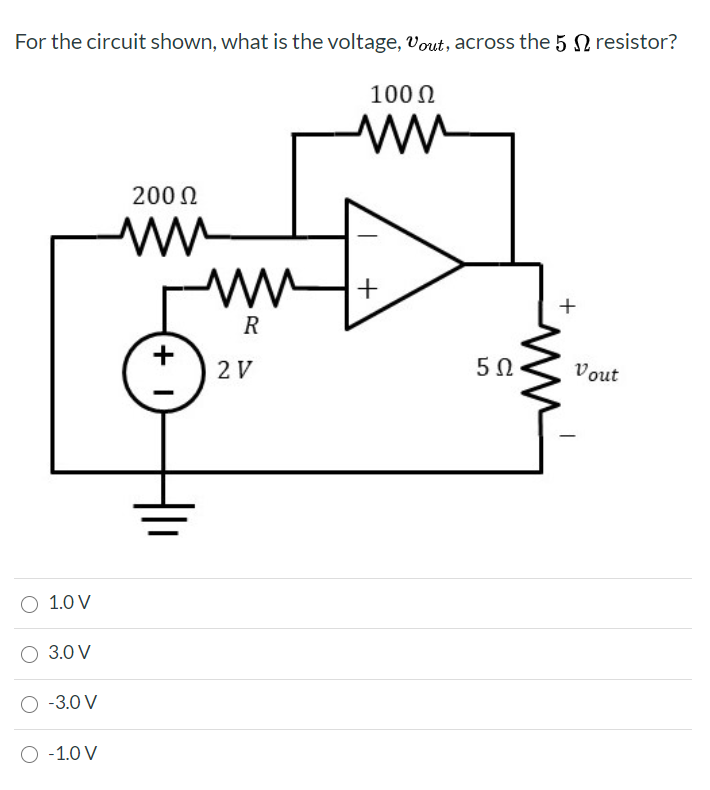 Solved For the circuit shown, what is the voltage, Vout, | Chegg.com