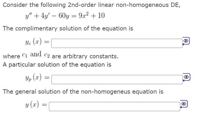 Solved Consider the following 2 nd-order linear | Chegg.com