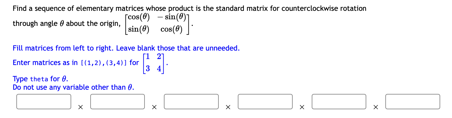 Solved Find a sequence of elementary matrices whose product | Chegg.com