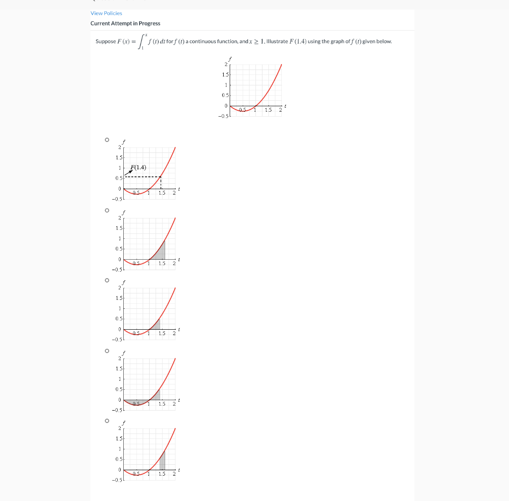 Solved View Policies Current Attempt in Progress f (1) dt | Chegg.com