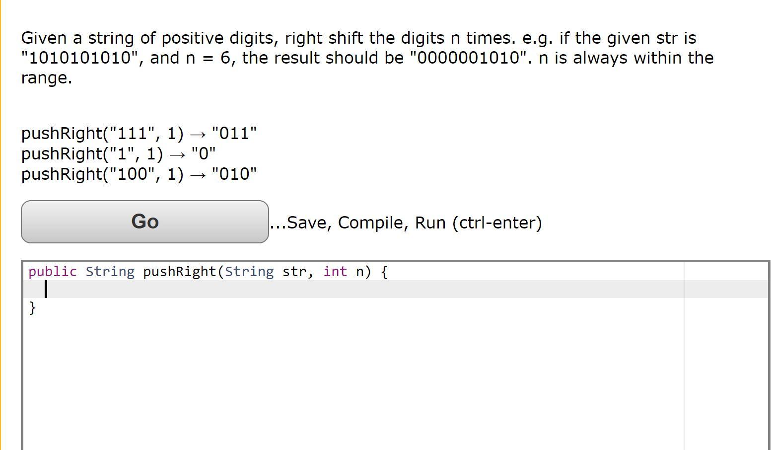 Solved Given a string of positive digits, right shift the | Chegg.com