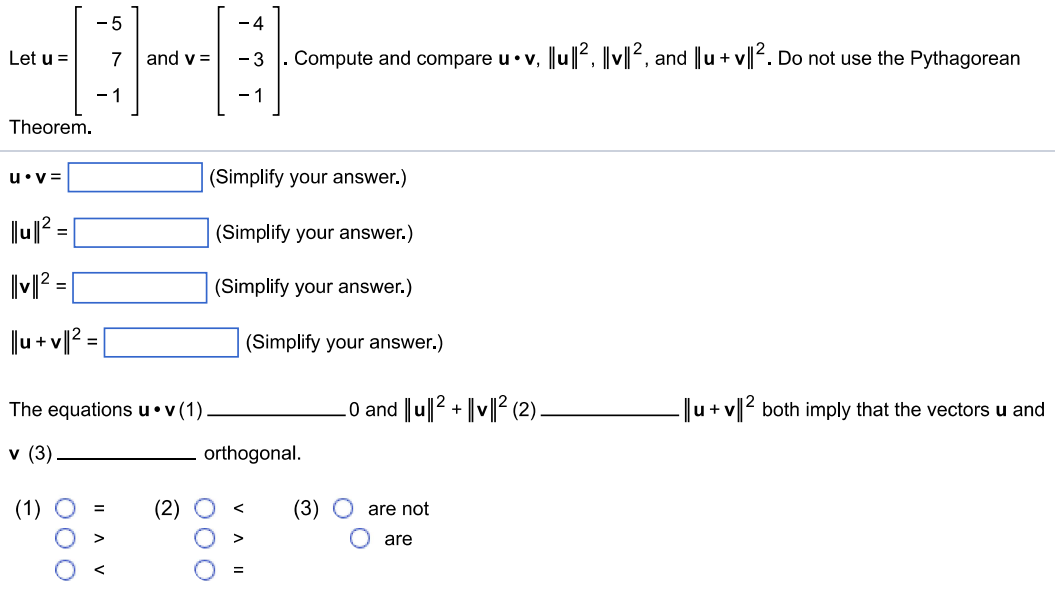Solved -5 - 4 Let u= 7 and v= -3 . Compute and compare uov, | Chegg.com