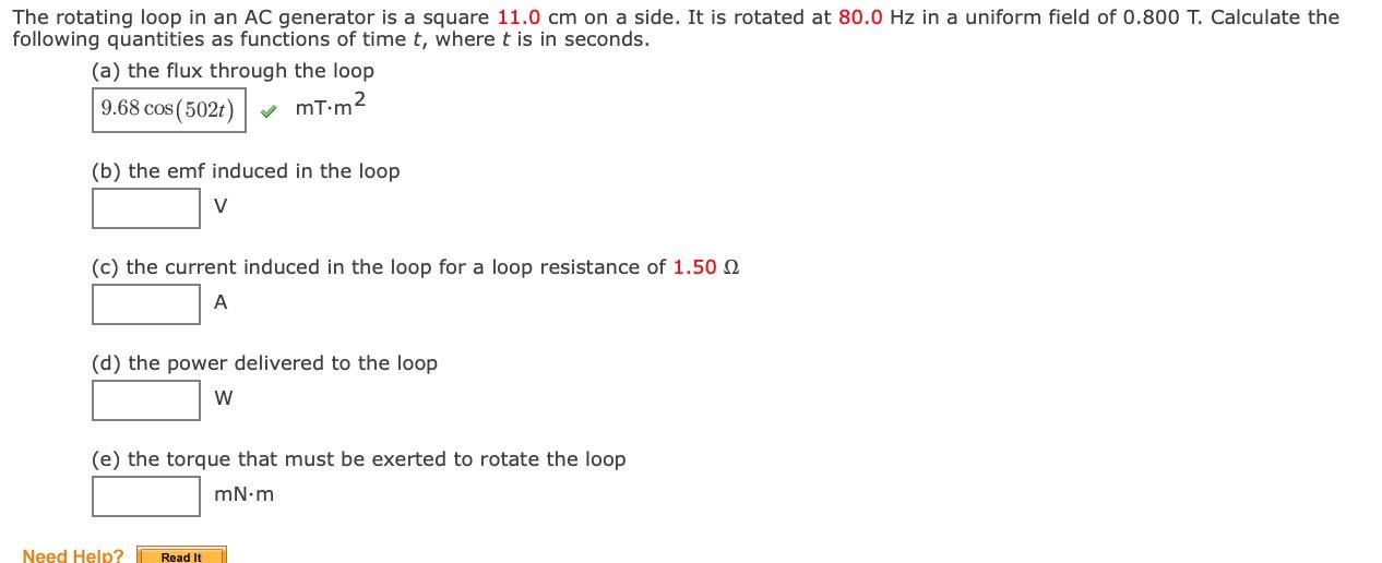 Solved The rotating loop in an AC generator is a square 11.0 | Chegg.com