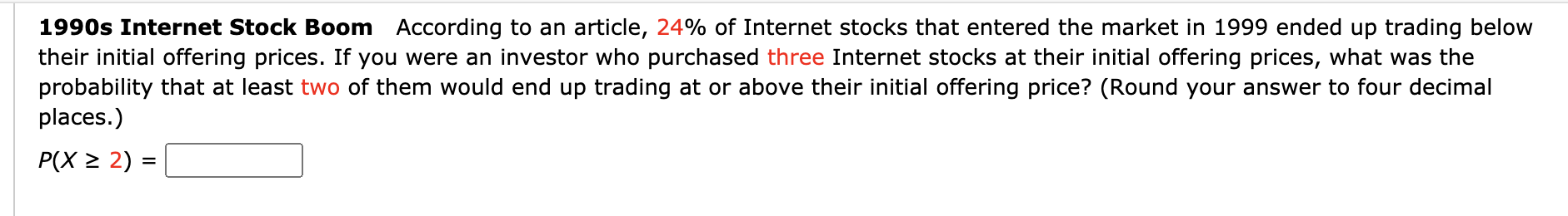 Solved 1990s Internet Stock Boom According to an article, | Chegg.com