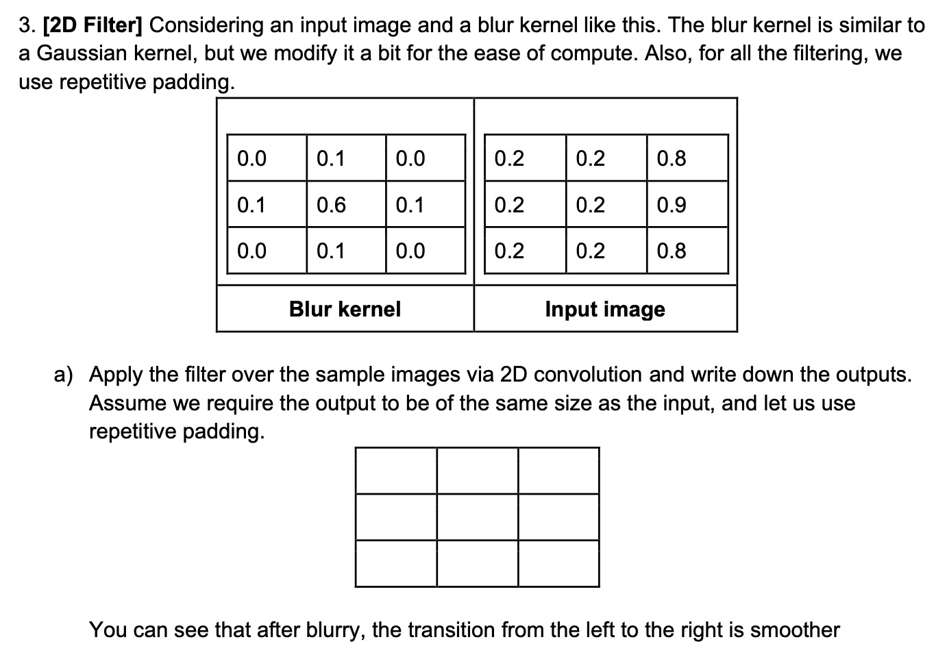 Solved 3. [2D Filter] Considering an input image and a blur | Chegg.com