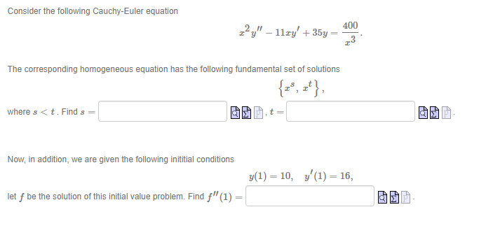 Solved Consider the following Cauchy-Euler equation 400 22/" | Chegg.com