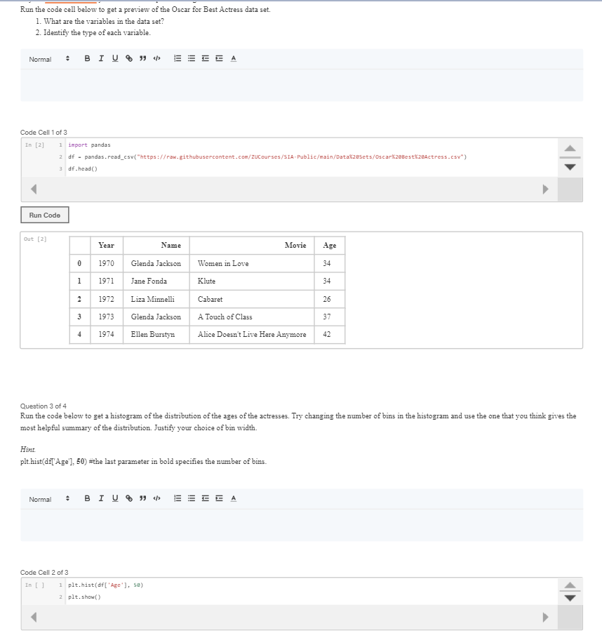 Solved Run the code cell below to get a preview of the Oscar | Chegg.com