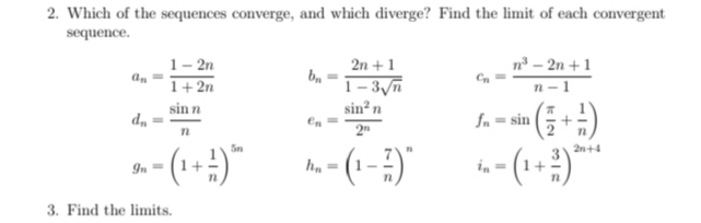 Solved 2. Which of the sequences converge, and which | Chegg.com