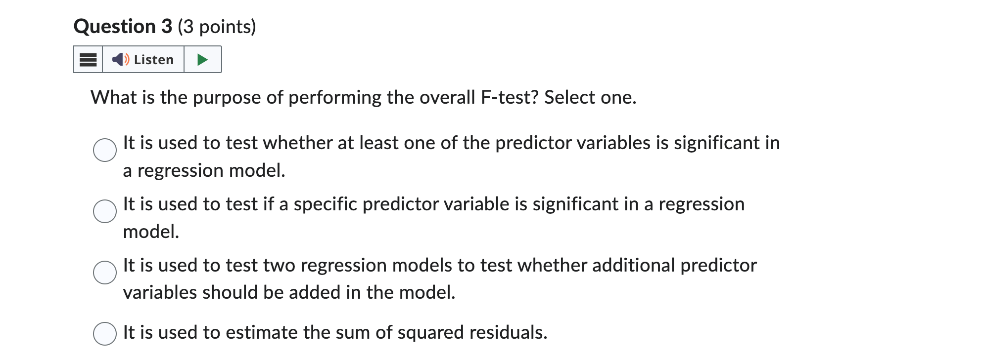 Solved What is the purpose of performing the overall F-test? | Chegg.com