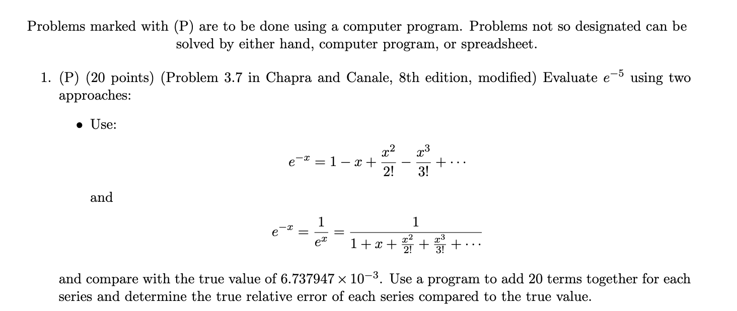 Solved Problems marked with (P) are to be done using a | Chegg.com