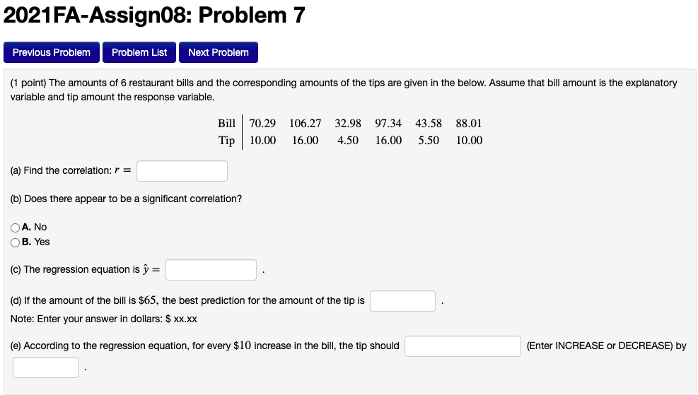 Solved 2021FA-Assign08: Problem 1 Previous Problem Problem | Chegg.com