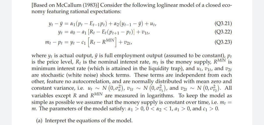 Solved P- [Based on McCallum (1983)] Consider the following | Chegg.com