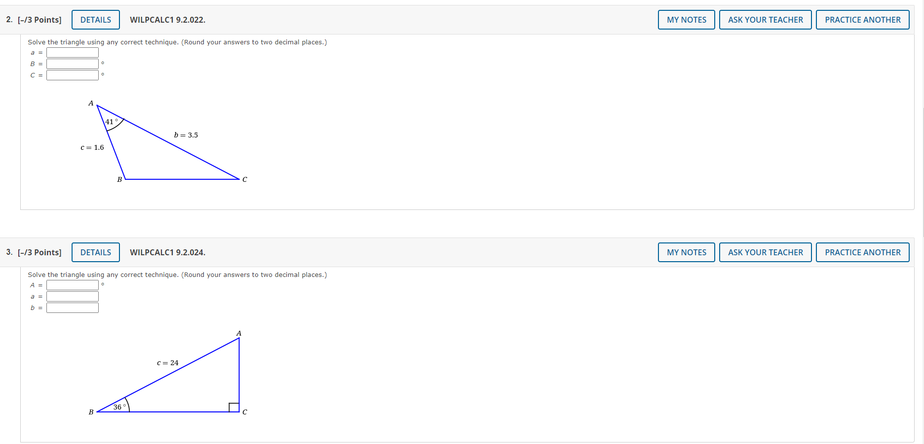 Solved 2. [-/3 Points] DETAILS WILPCALC1 9.2.022. Solve the | Chegg.com