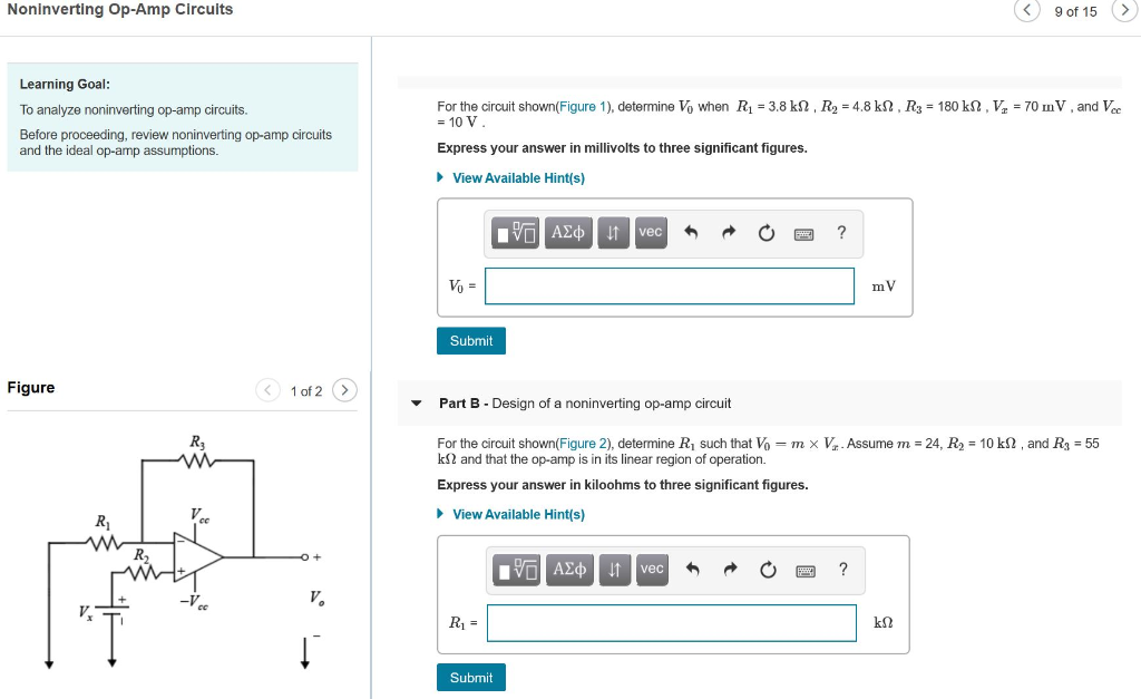 Solved Noninverting Op-Amp Circuits Learning | Chegg.com