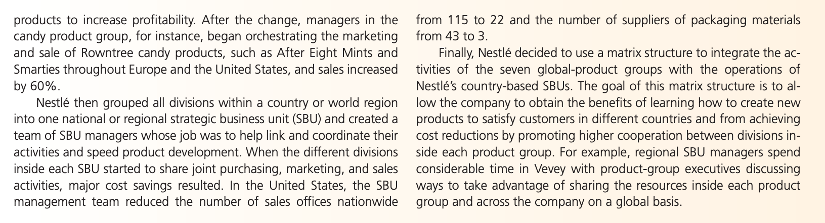 Solved Nestlé's Global Matrix Structure Nestlé, 66780331 ART | Chegg.com
