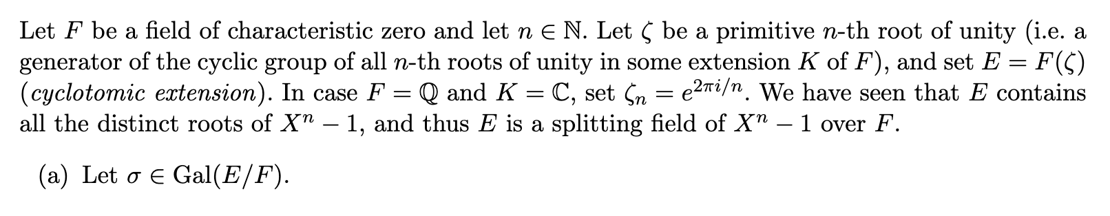 Solved Let F be a field of characteristic zero and let n∈N. | Chegg.com