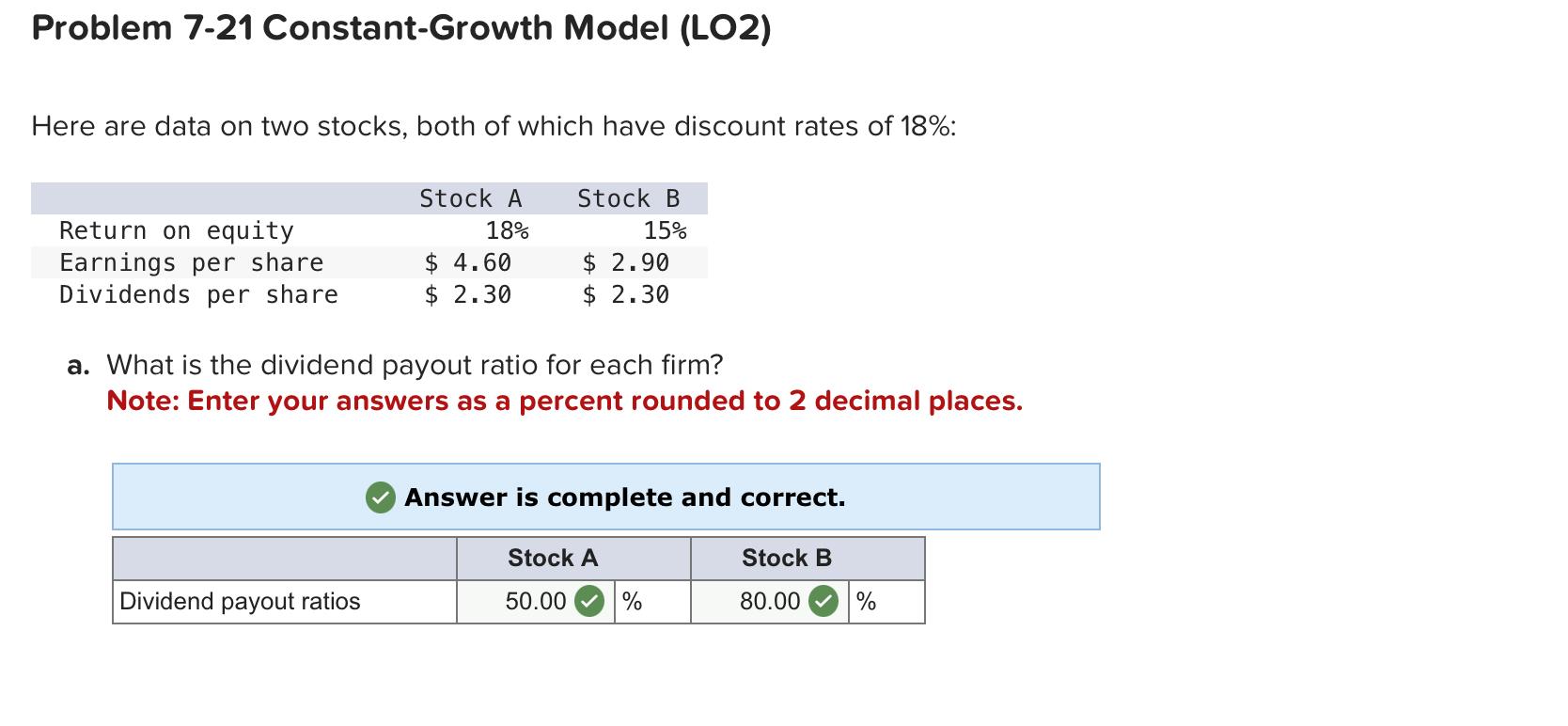 Solved Problem 7-21 Constant-Growth Model (LO2) Here are | Chegg.com