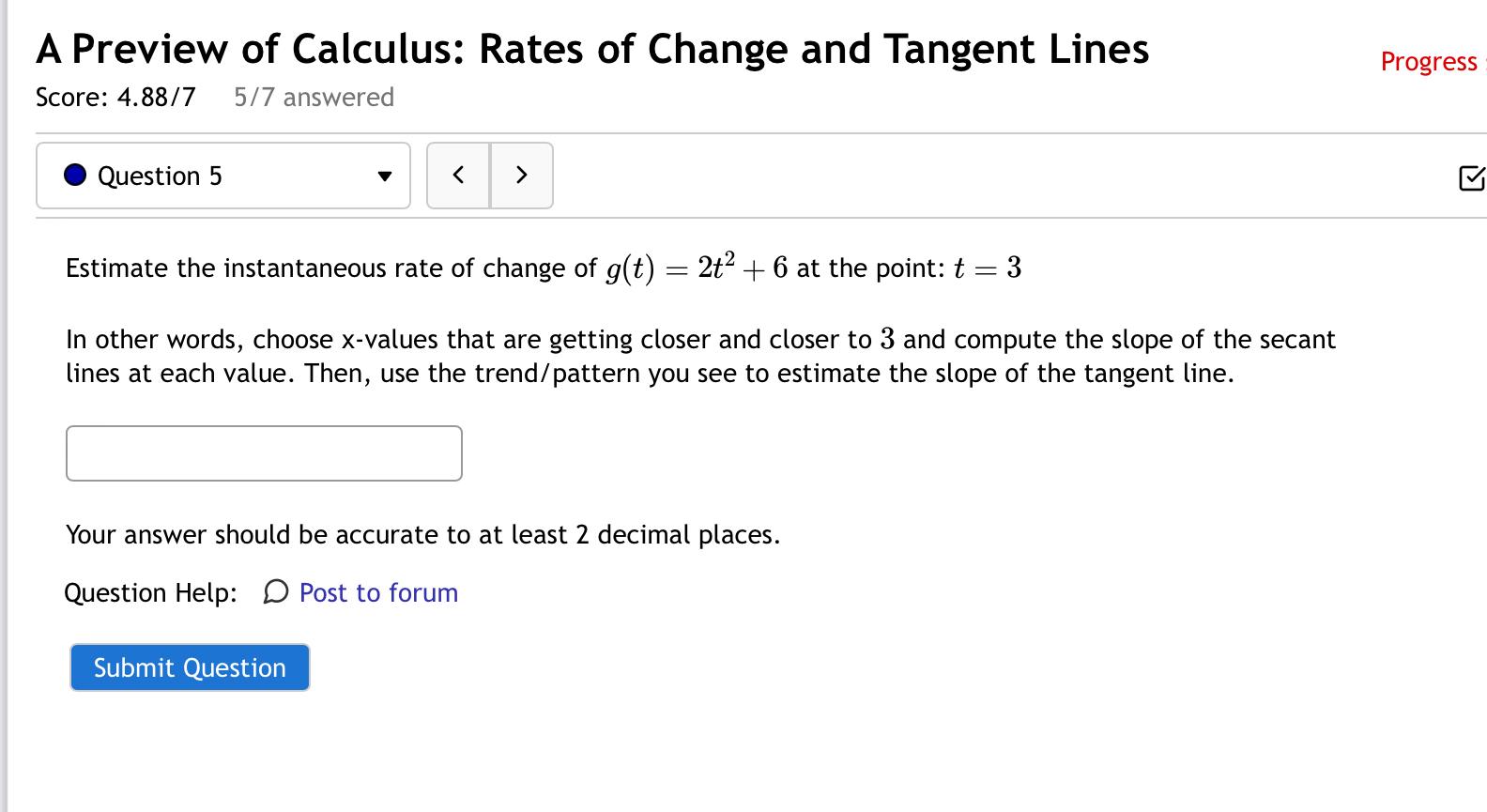 Solved A Preview of Calculus: Rates of Change and Tangent | Chegg.com