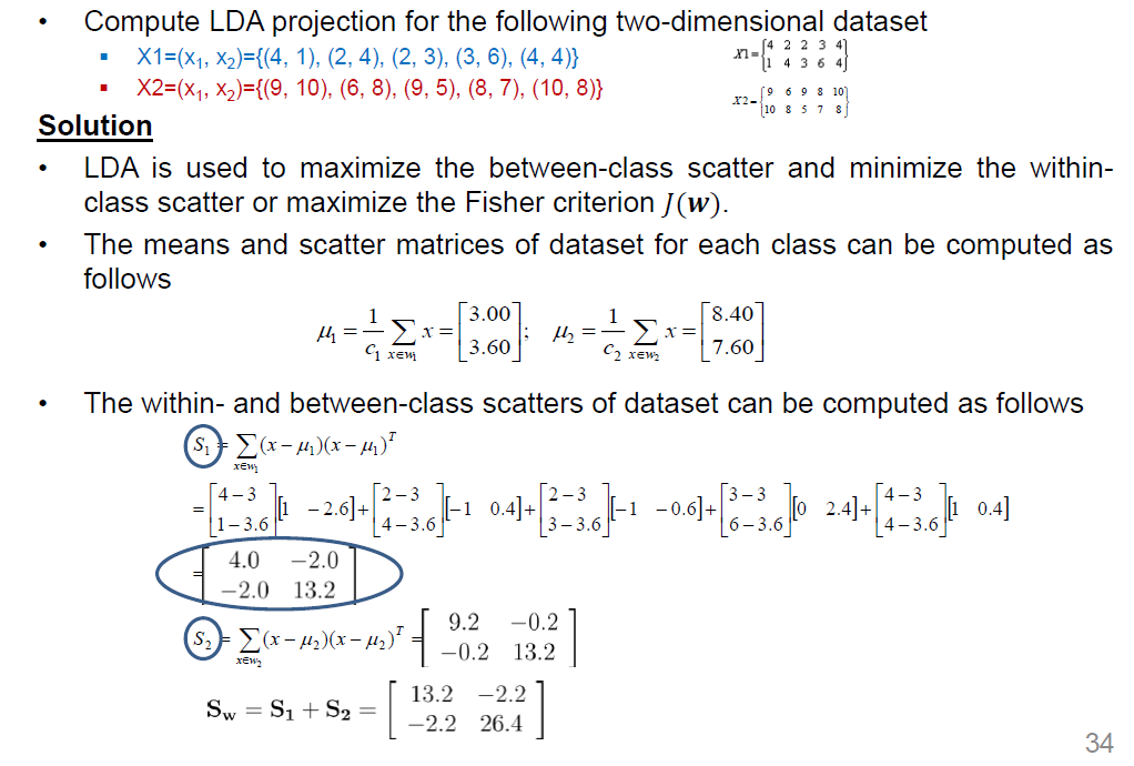 Solved - Compute LDA projection for the following | Chegg.com