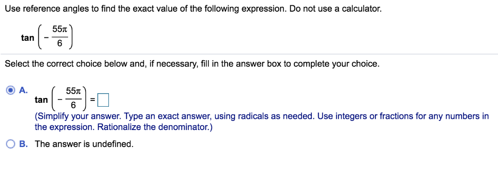 Solved Use reference angles to find the exact value of the | Chegg.com
