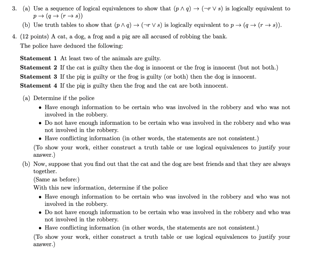 Solved (a) Use a sequence of logical equivalences to show | Chegg.com