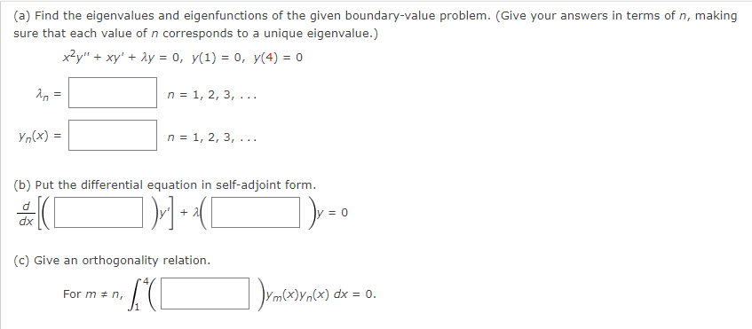 Solved (a) Find the eigenvalues and eigenfunctions of the | Chegg.com