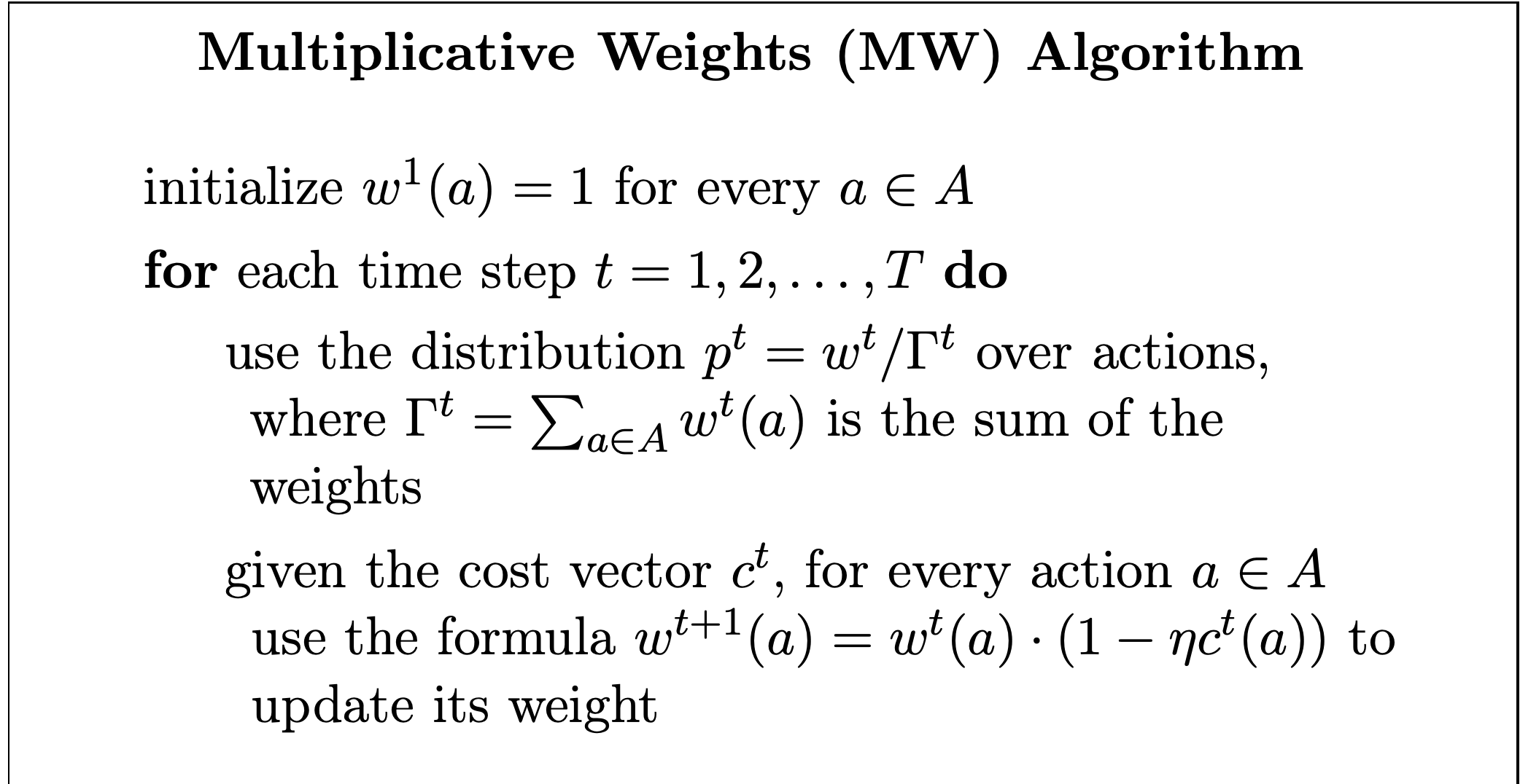 Solved The multiplicative weights algorithm requires advance | Chegg.com