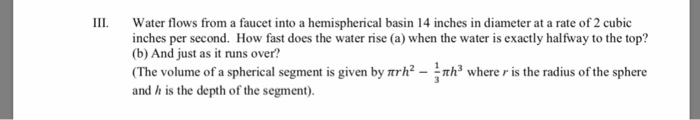 Solved Water flows from a faucet into a hemispherical basin | Chegg.com