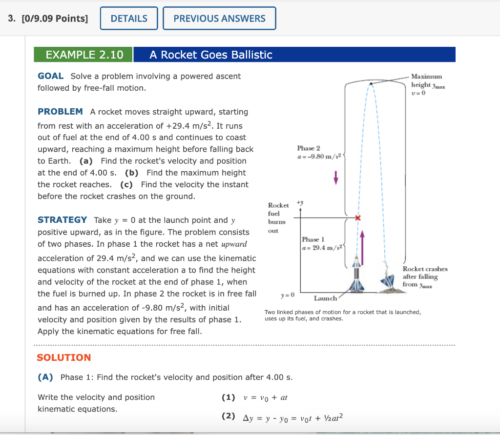 Solved PROBLEM A rocket moves straight upward, starting from | Chegg.com