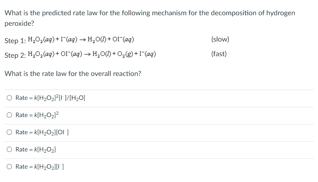 Solved What is the predicted rate law for the following | Chegg.com