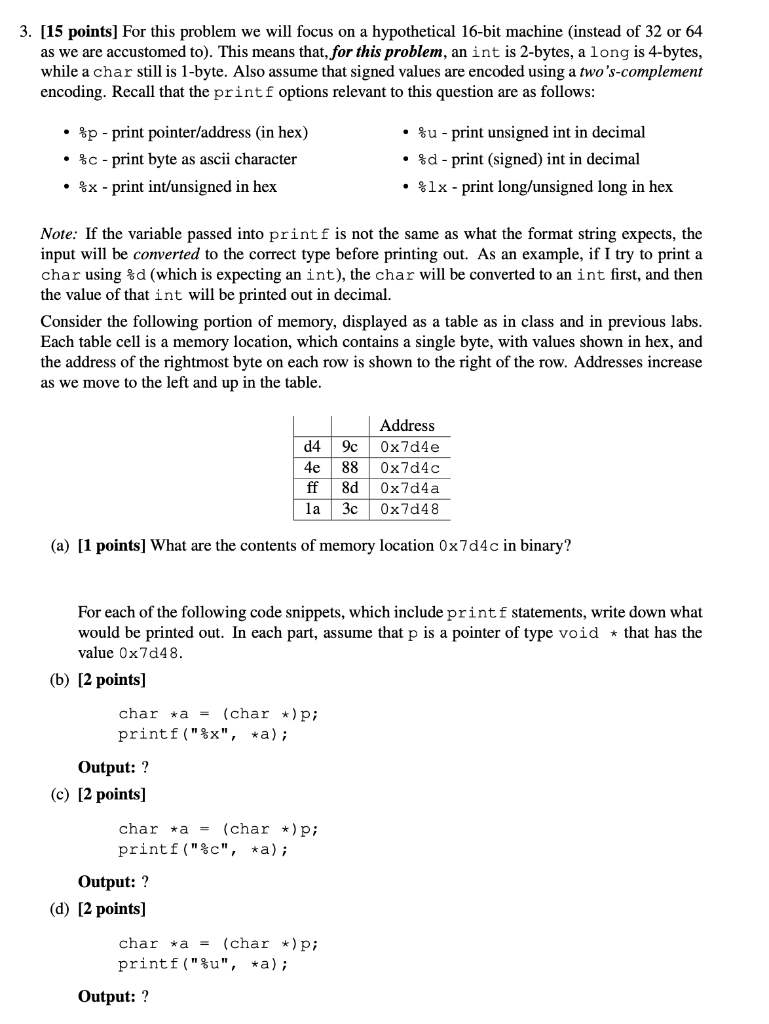 Solved [15 points] For this problem we will focus on a | Chegg.com