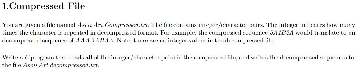 1. Compressed File You are given a file named Ascii | Chegg.com