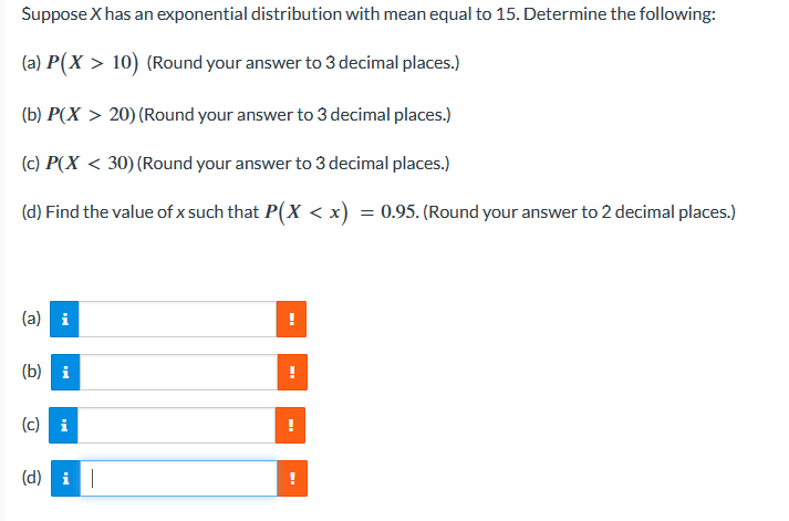Solved Suppose X has an exponential distribution with mean | Chegg.com