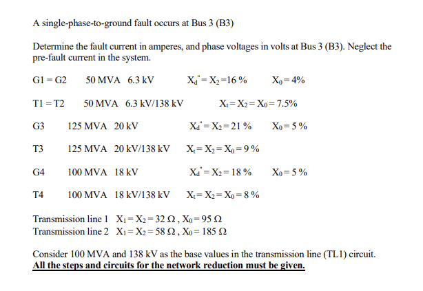 Solved Figure 3. One-line diagram of a power system for | Chegg.com
