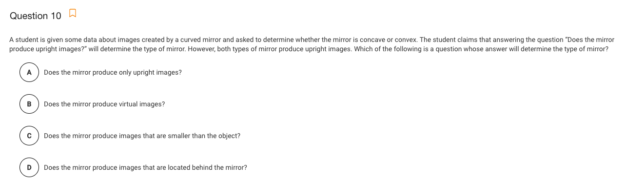 Solved Question 10 A student is given some data about images | Chegg.com