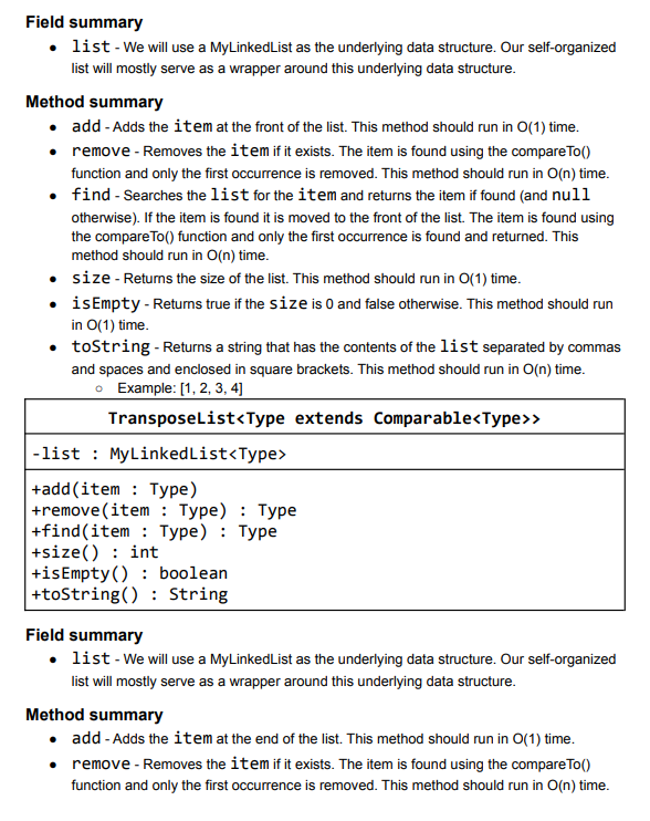 Solved Overview Self-organizing lists are lists that move | Chegg.com