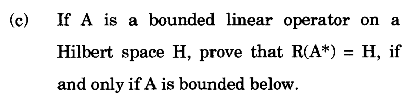 Solved c) If A is a bounded linear operator on a Hilbert | Chegg.com
