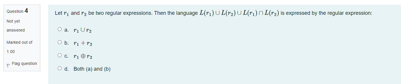 Solved Let r1 and r2 be two regular expressions. Then the | Chegg.com