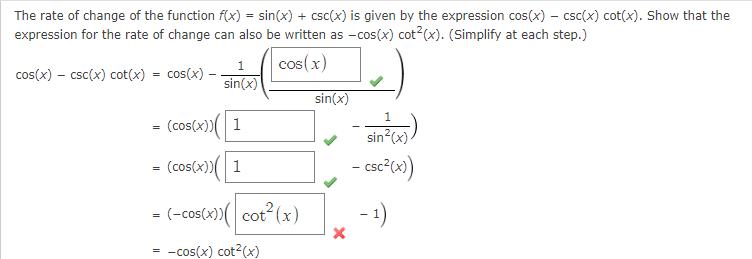 Solved The rate of change of the function f(x)=sin(x)+csc(x) | Chegg.com