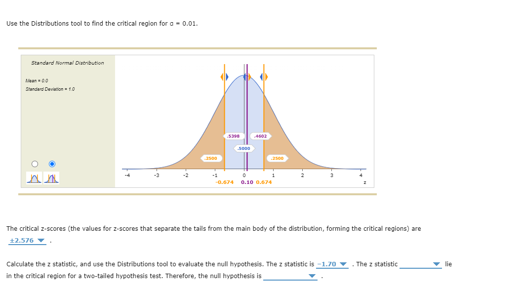 Solved Use the Distributions tool to find the critical | Chegg.com