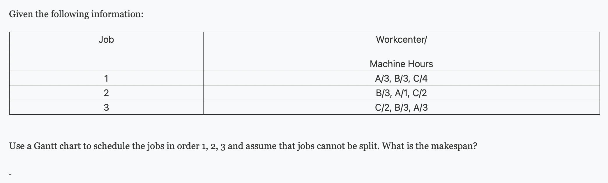 Solved Given the following information: Use a Gantt chart to | Chegg.com
