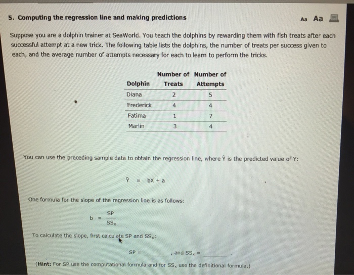 Solved 5. Computing the regression line and making | Chegg.com