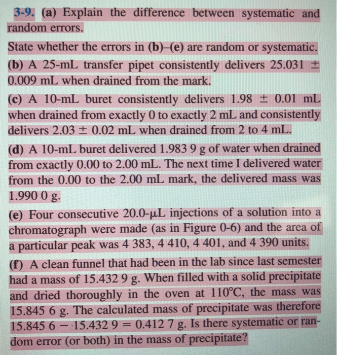 Solved 3-9. (a) Explain the difference between systematic | Chegg.com