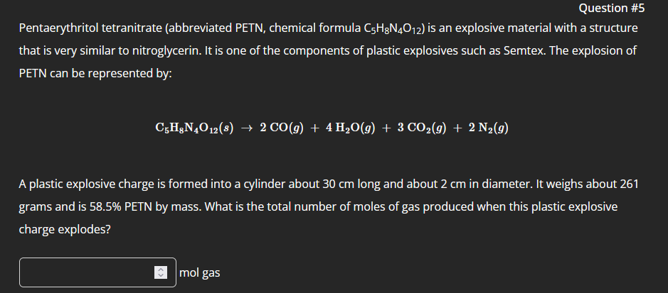 Solved Pentaerythritol tetranitrate (abbreviated PETN, | Chegg.com